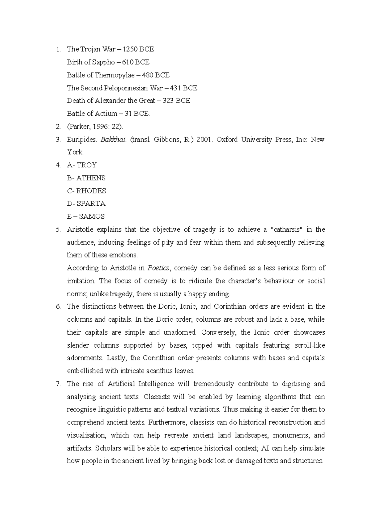 Classics 101 Tut 1 - Contains a timeline of ancient events, citation ...