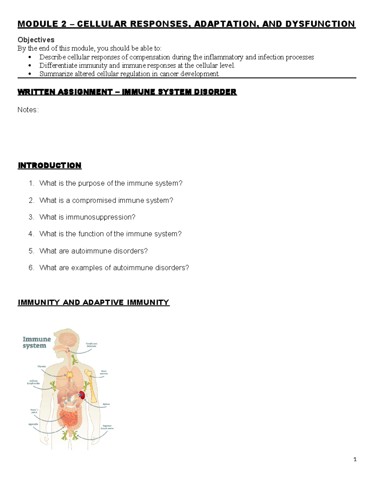 Module 2 outline Patho - MODULE 2 – CELLULAR RESPONSES, ADAPTATION, AND ...