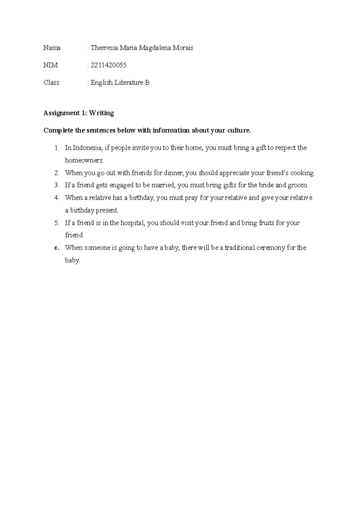 Integrated English Course practice - Nama : Therresia Maria Magdalena ...