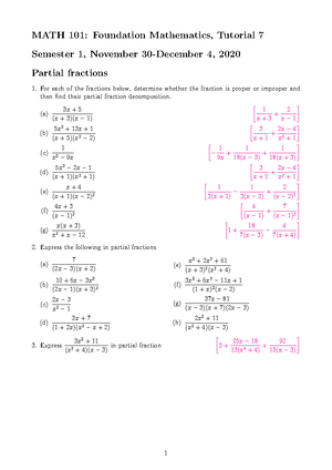 MATH 101 Tutorial 5 1 - Introductory Mathematics - Solve the following ...