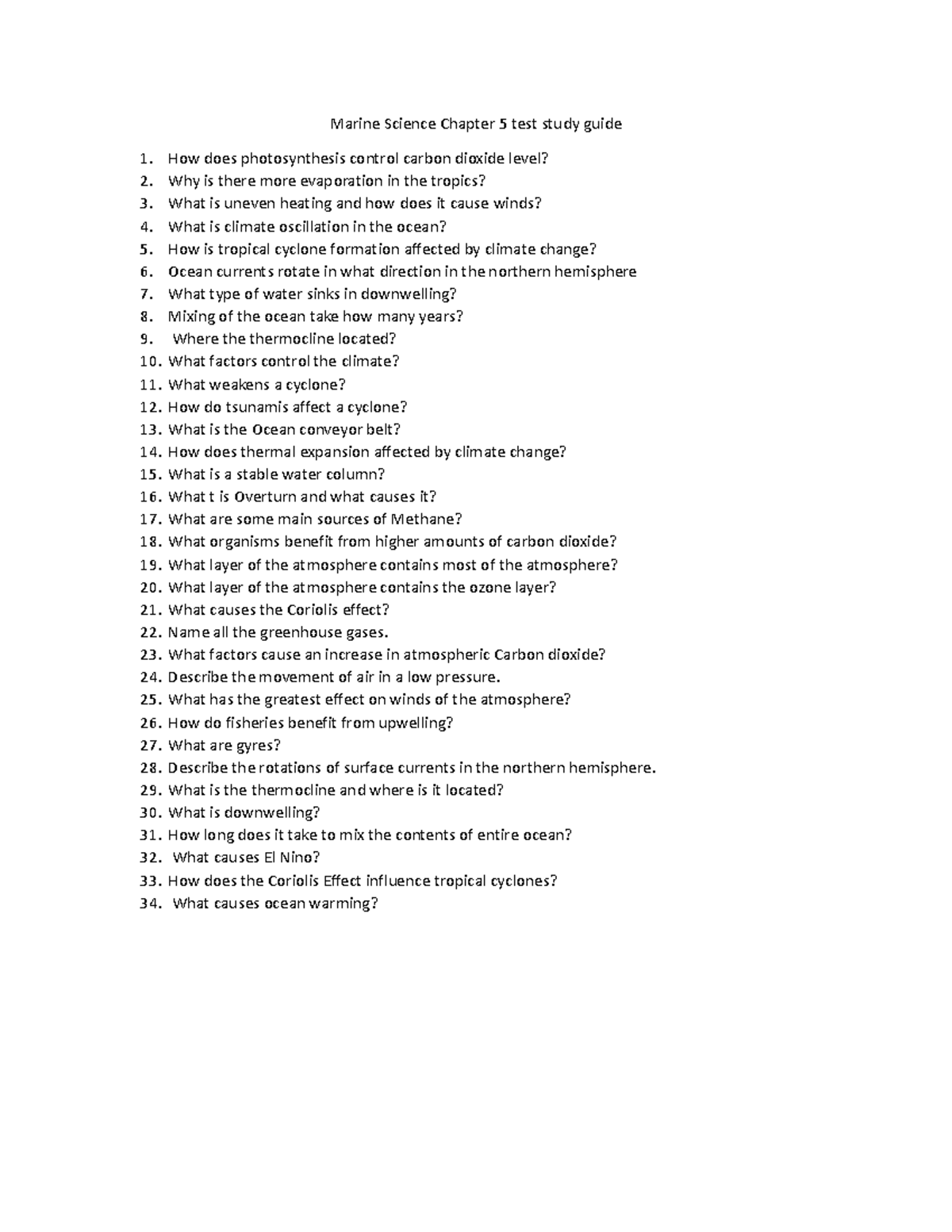 Marine chap 5 test study guide 2 - Marine Science Chapter 5 test study ...