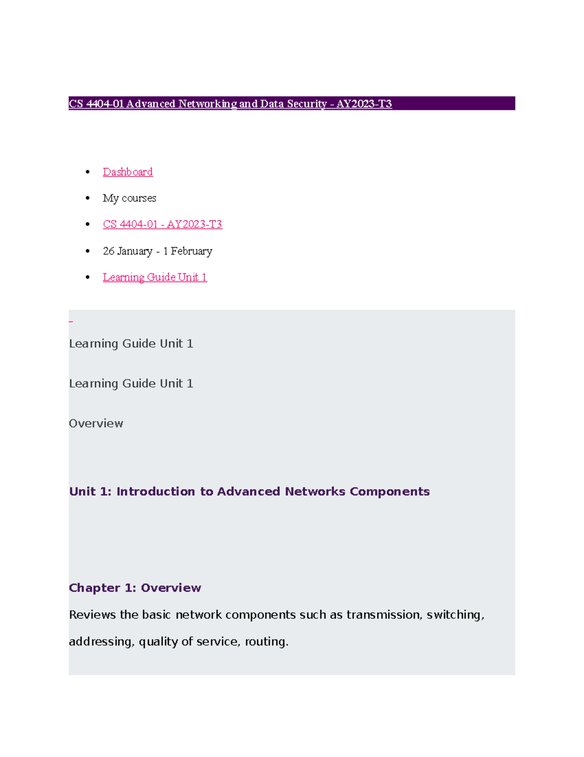 Learning Guide Unit 1 Cs 4404 Cs 4404 01 Advanced Networking And Data Security Ay2023 T 7736