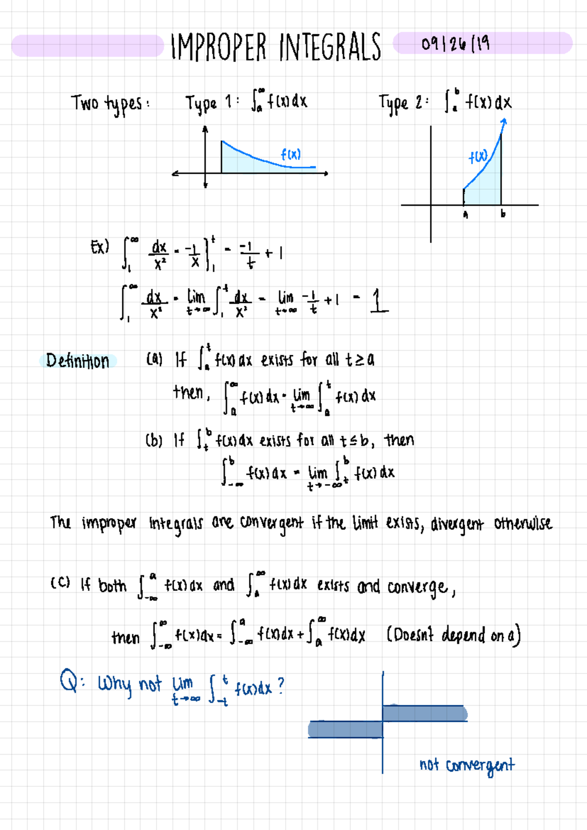 10Improper Integrals - Lecture notes 10 - Improper integrals 09126119 ...
