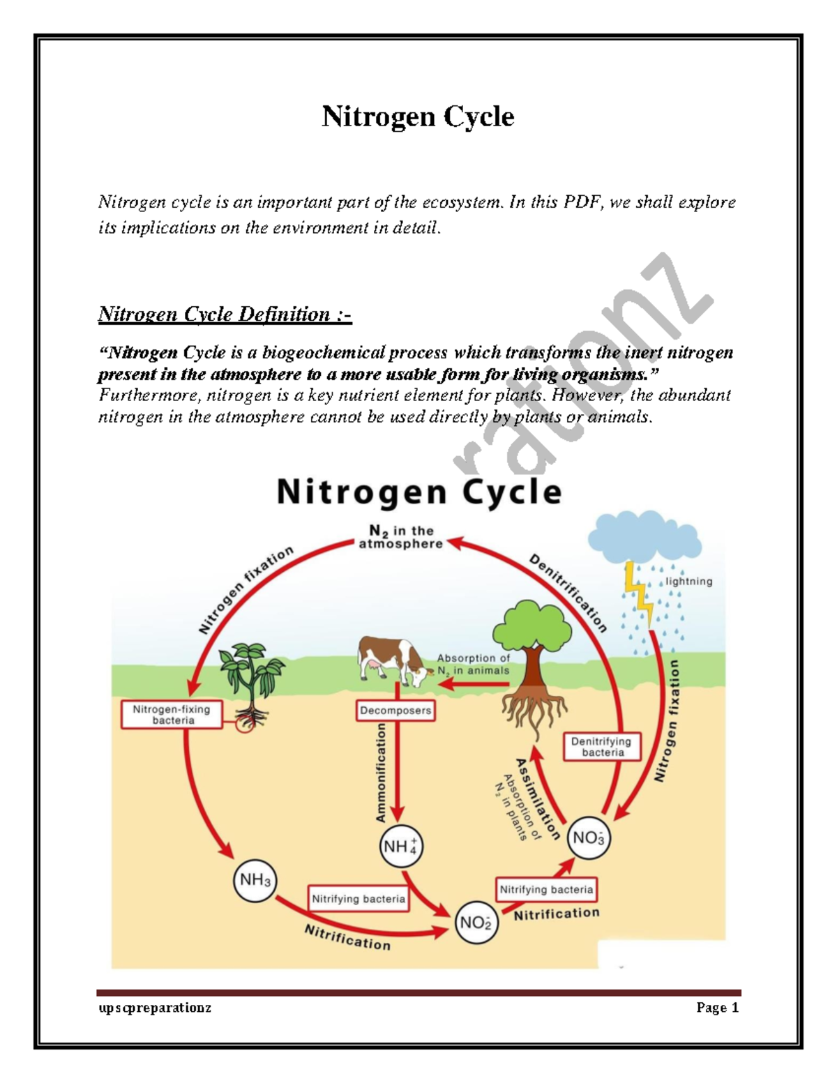 Environment - Nitrogen Cycle - Nitrogen Cycle Nitrogen cycle is an ...