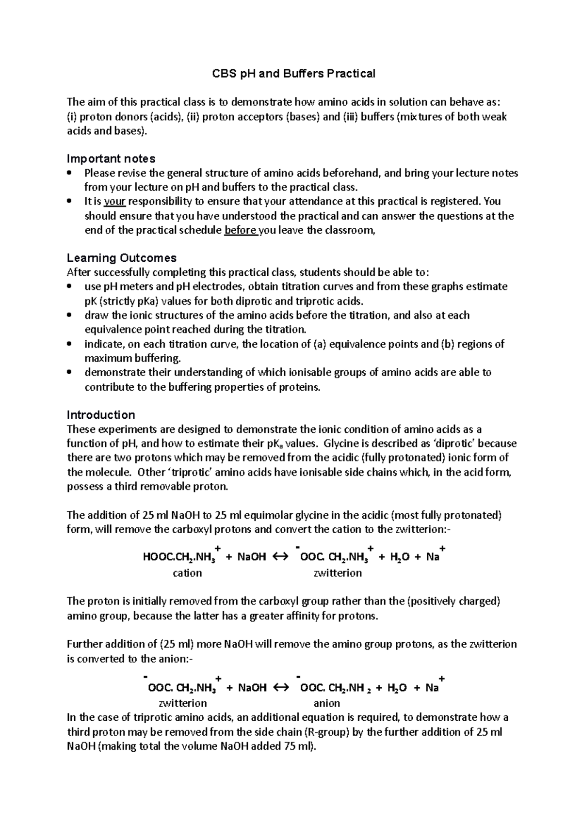 CBS p H and Buffering Practical 23 24 - CBS pH and Buffers Practical ...