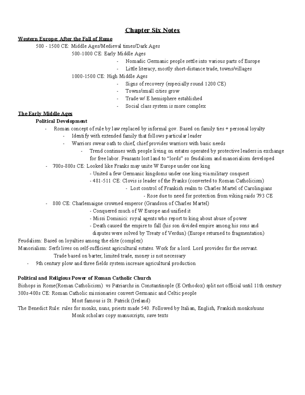 Unit 03 - Ch 06 - Covers the Middle Ages in Europe (Rome, Byzantine ...