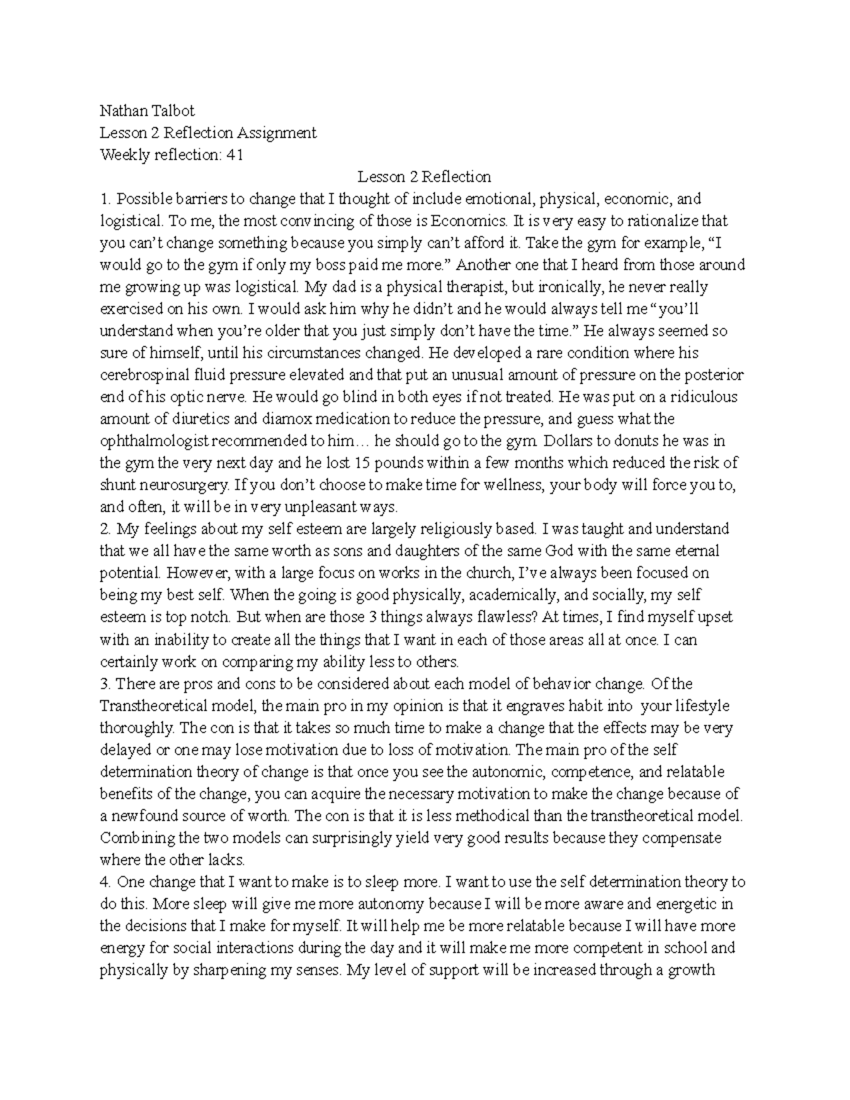 Lesson 2 Reflection - Summary for the weeks reading - Nathan Talbot ...