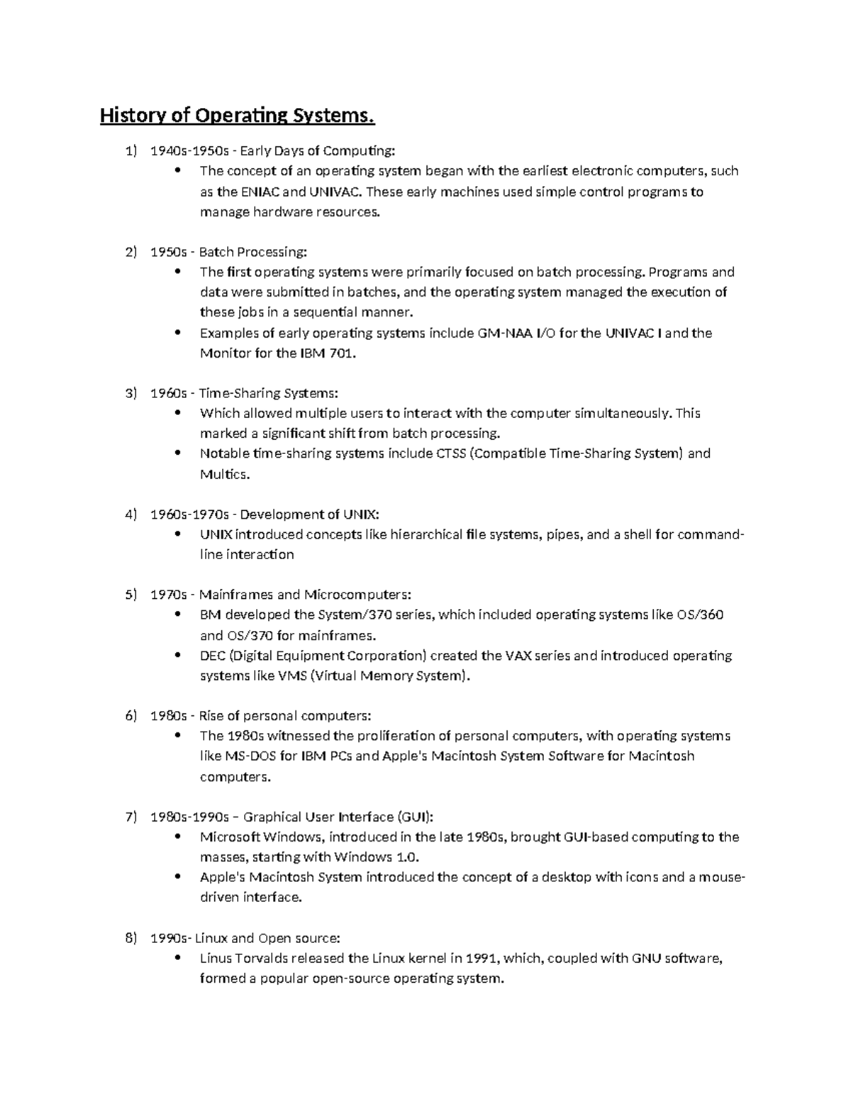History of Operating Systems - 1) 1940s-1950s - Early Days of Computing ...