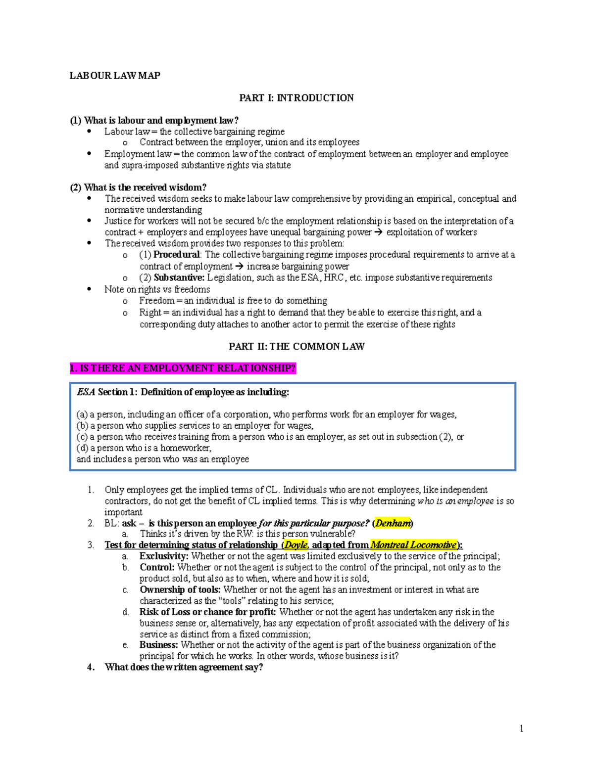 Labour LAW MAP - April 2018 - LABOUR LAW MAP PART I: INTRODUCTION (1 ...