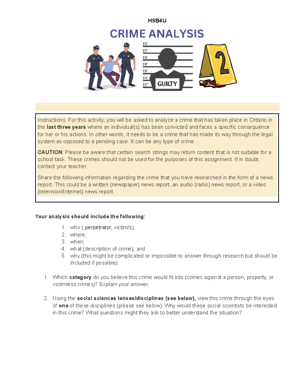 Crime Deviance - notes - Instructions: For this activity, you will be ...
