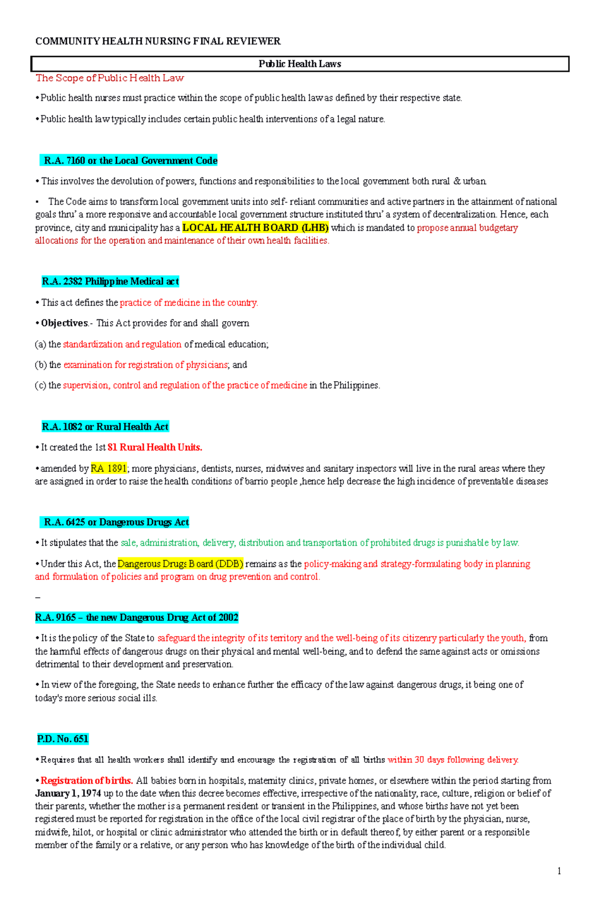 Community Health Nursing Notes 1 - BSU - Studocu