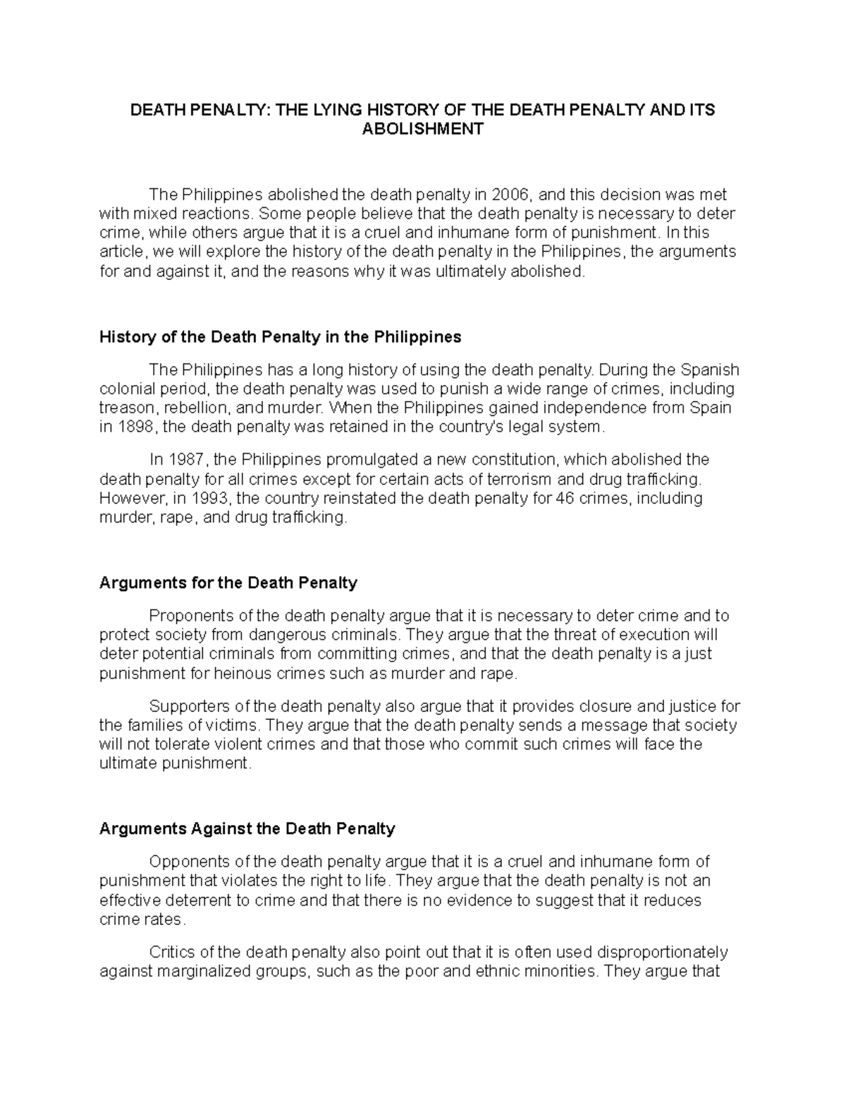 2. Death Penalty- THE Lying History OF THE Death Penalty AND ITS ...
