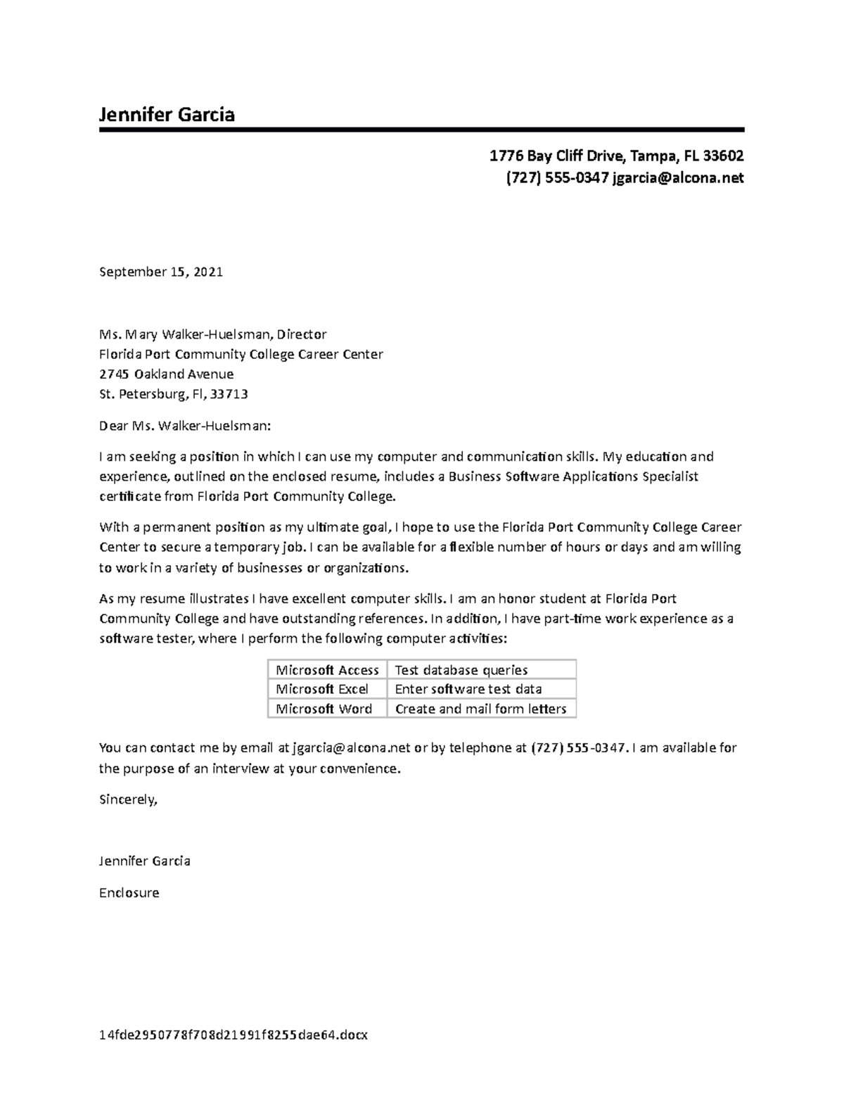 Nguyen Word 2B Cover Letter - Jennifer Garcia 1776 Bay Cliff Drive ...