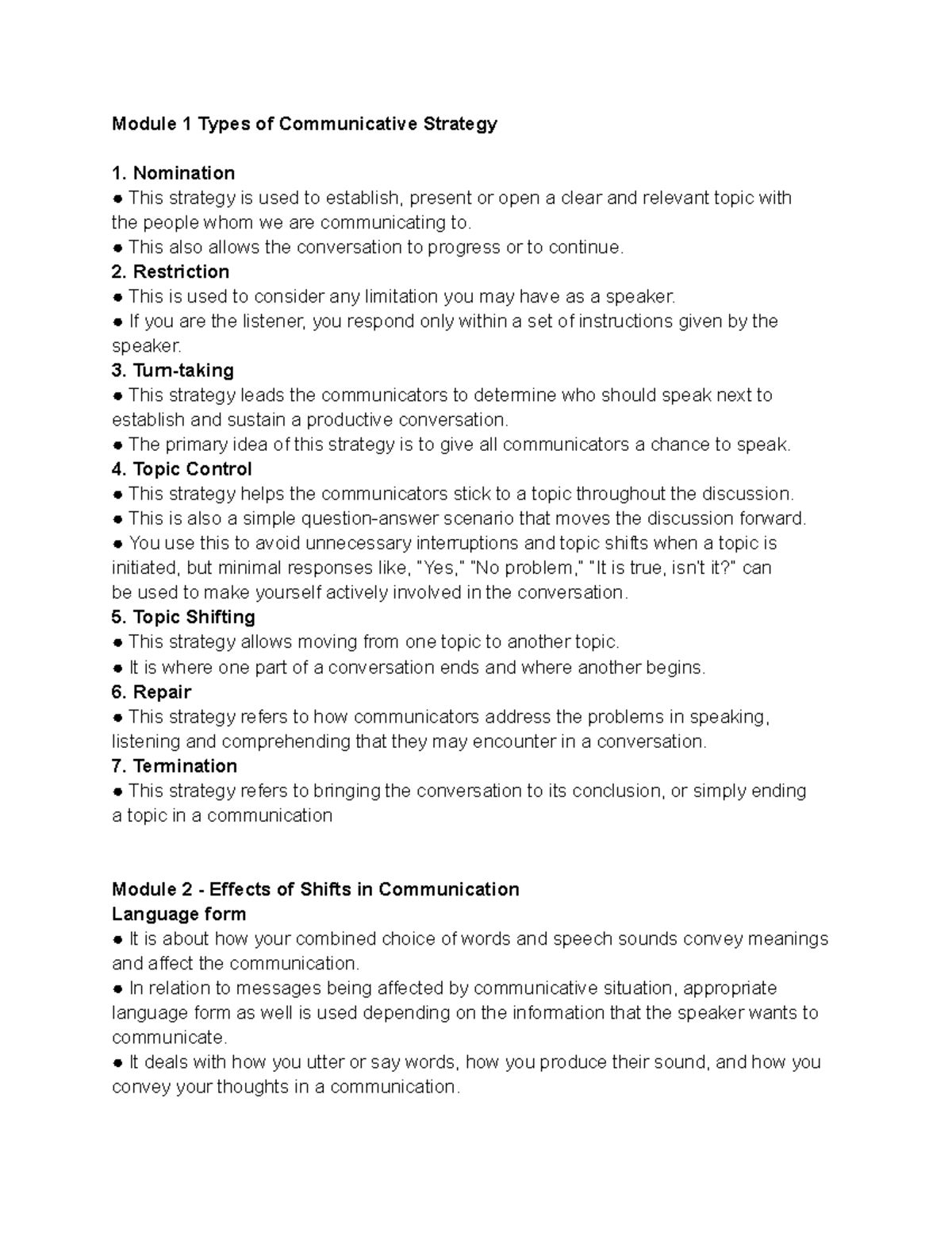 Oral com - rhrdthn - Module 1 Types of Communicative Strategy ...
