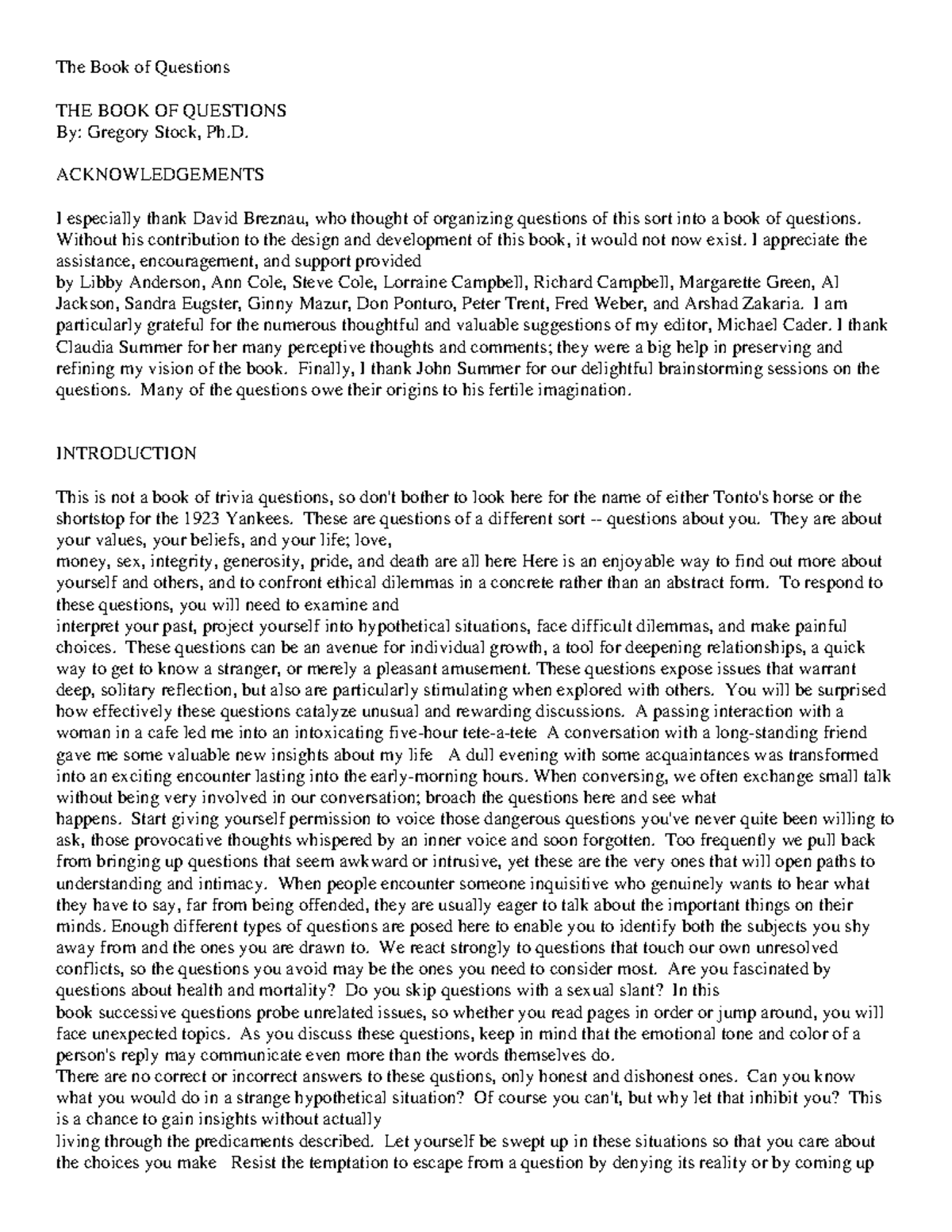 Thebookofquestions - thesis - The Book of Questions THE BOOK OF ...