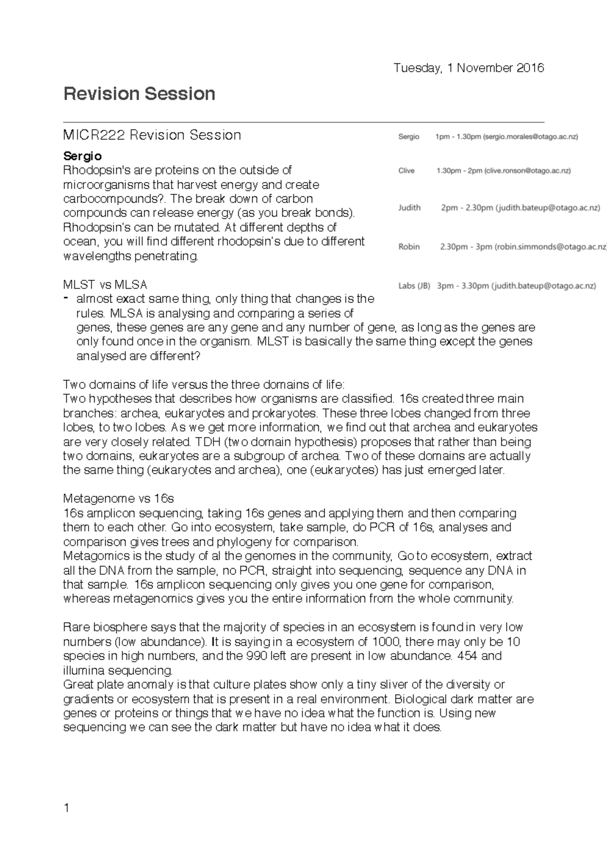 Revision Session for final exam - Revision Session MICR222 Revision ...