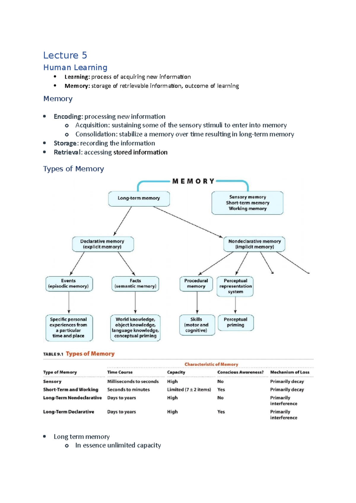 Lecture 5 - Filip Rehburg - Lecture 5 Human Learning Learning: process ...