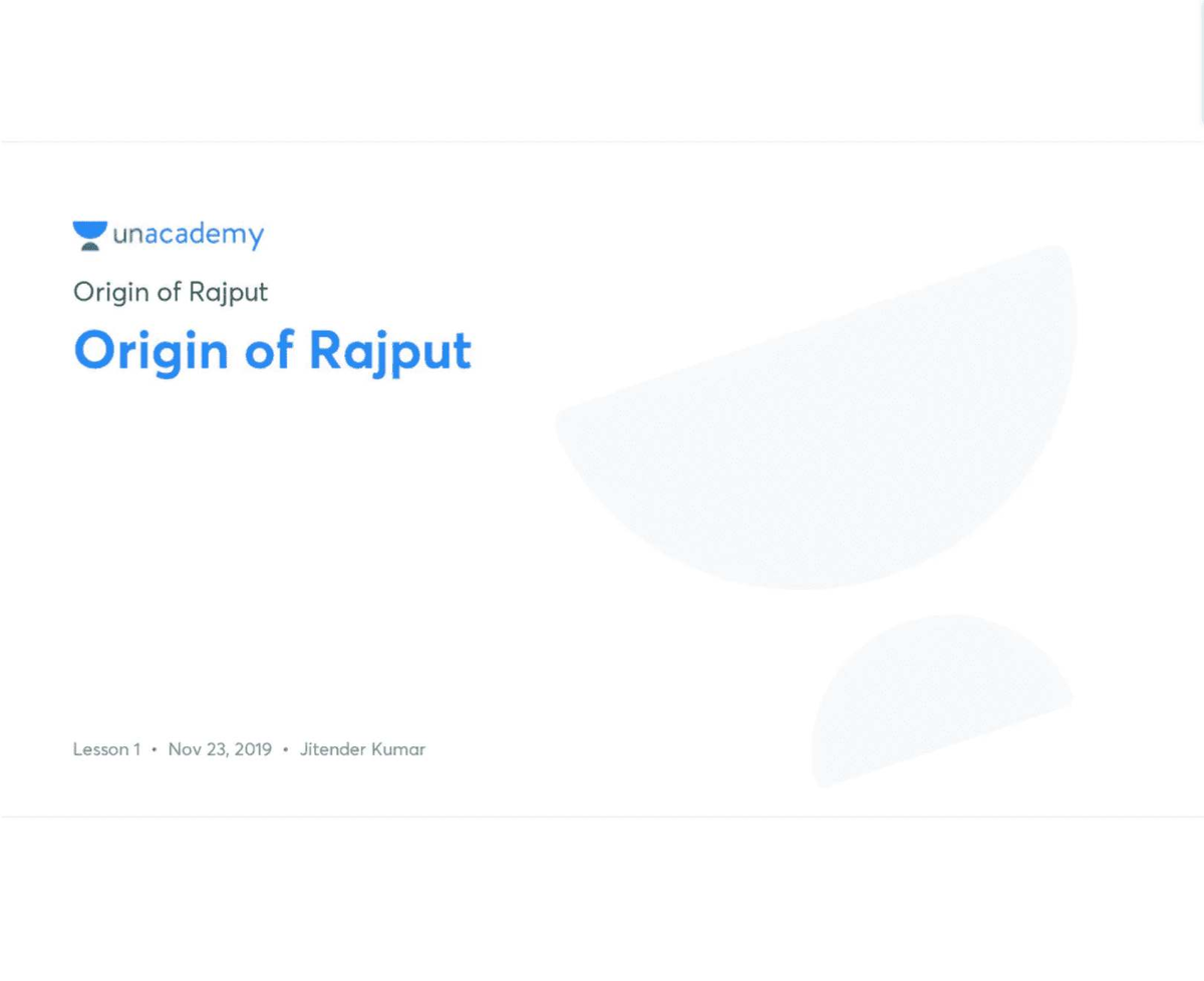 Origin of Rajput with anno 3 - history of India - Studocu