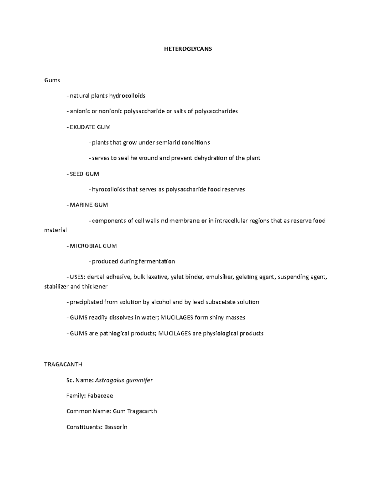 Chapter 3 Heteroglycans - HETEROGLYCANS Gums - natural plants ...