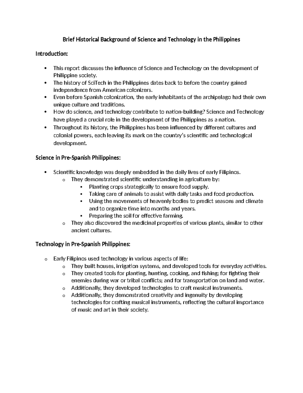 Bried historical background of science and technology in the ph - Brief ...
