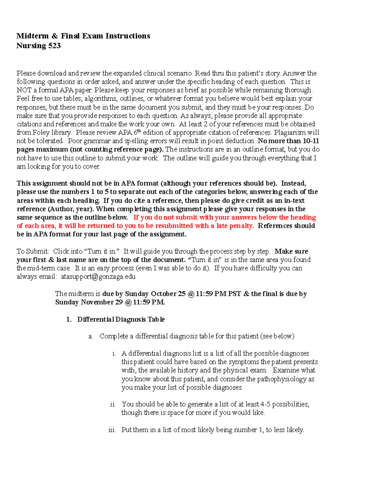 N523 midterm exam instructions Fall2020 - Midterm & Final Exam ...