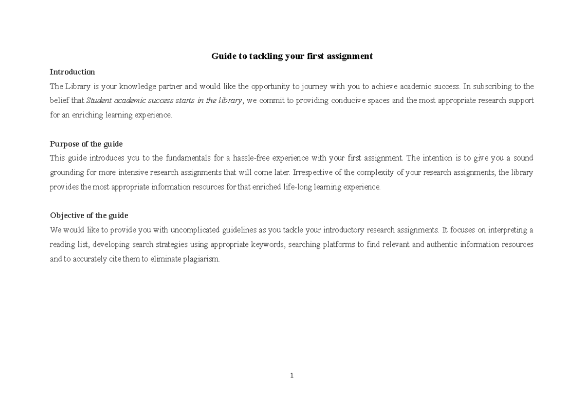 UCT Libraries Guide for Students- Module 1- Tackling your first ...