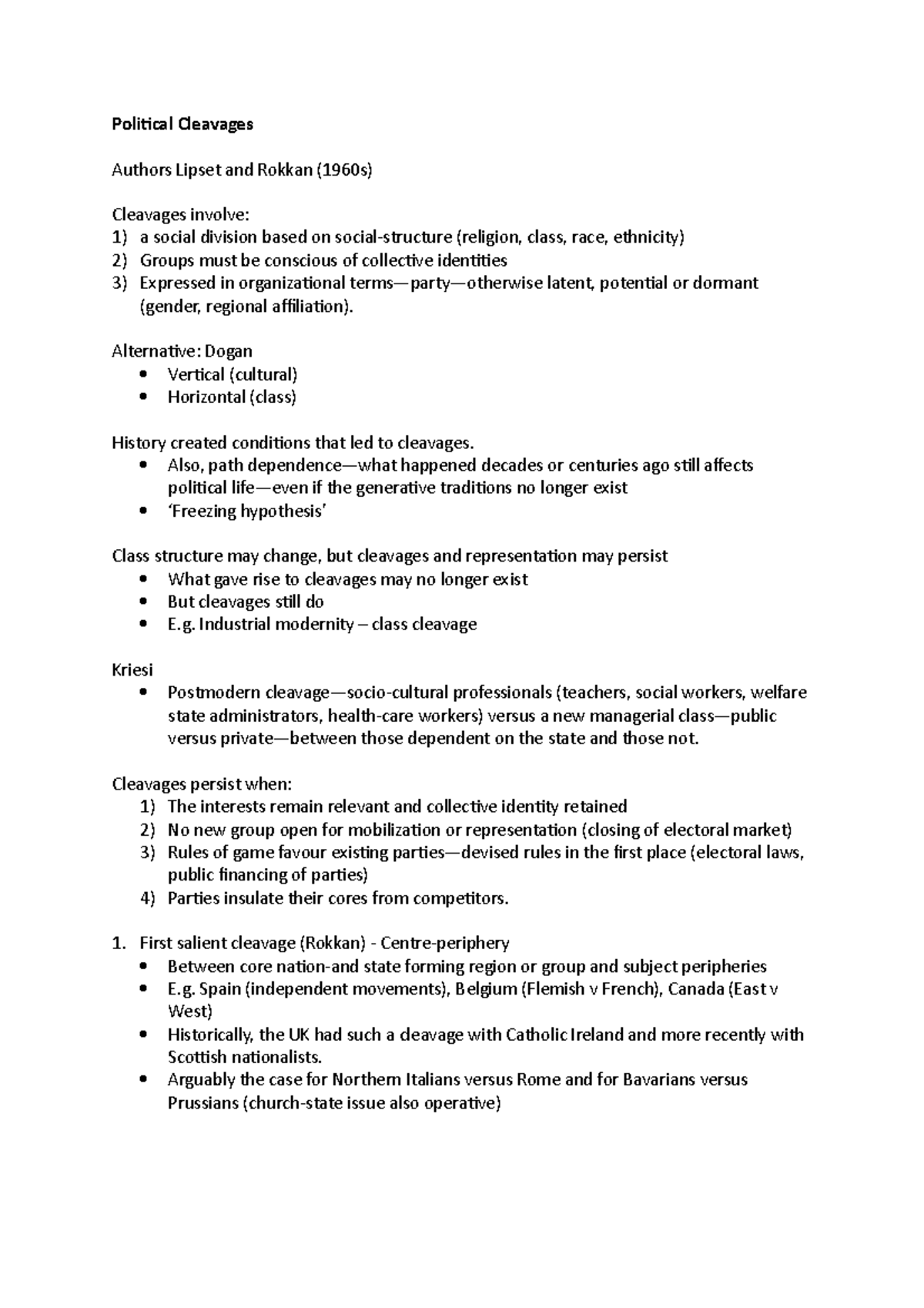 Political Cleavages - Political Cleavages Authors Lipset and Rokkan ...