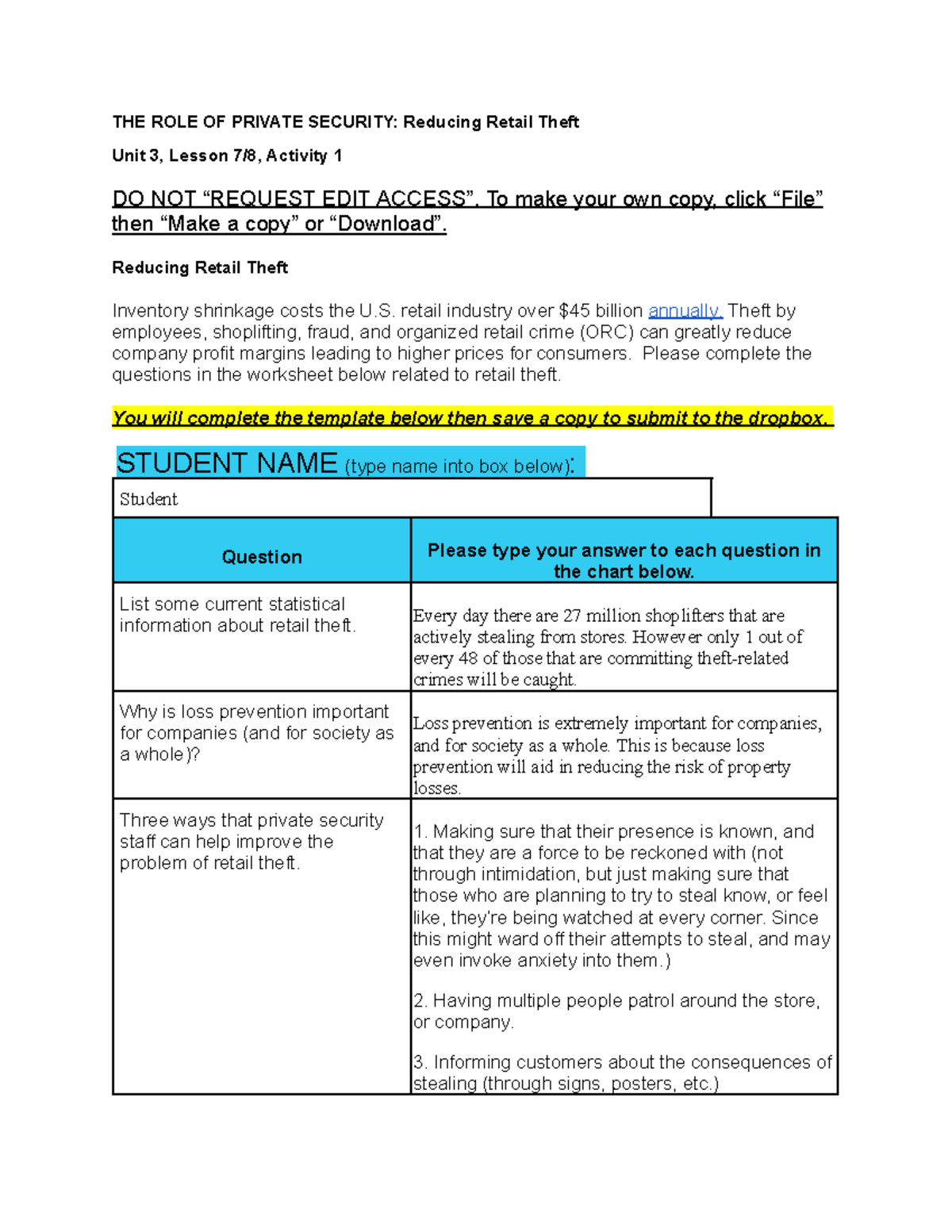 U3L7 8 Portfolio - THE ROLE OF PRIVATE SECURITY: Reducing Retail Theft ...