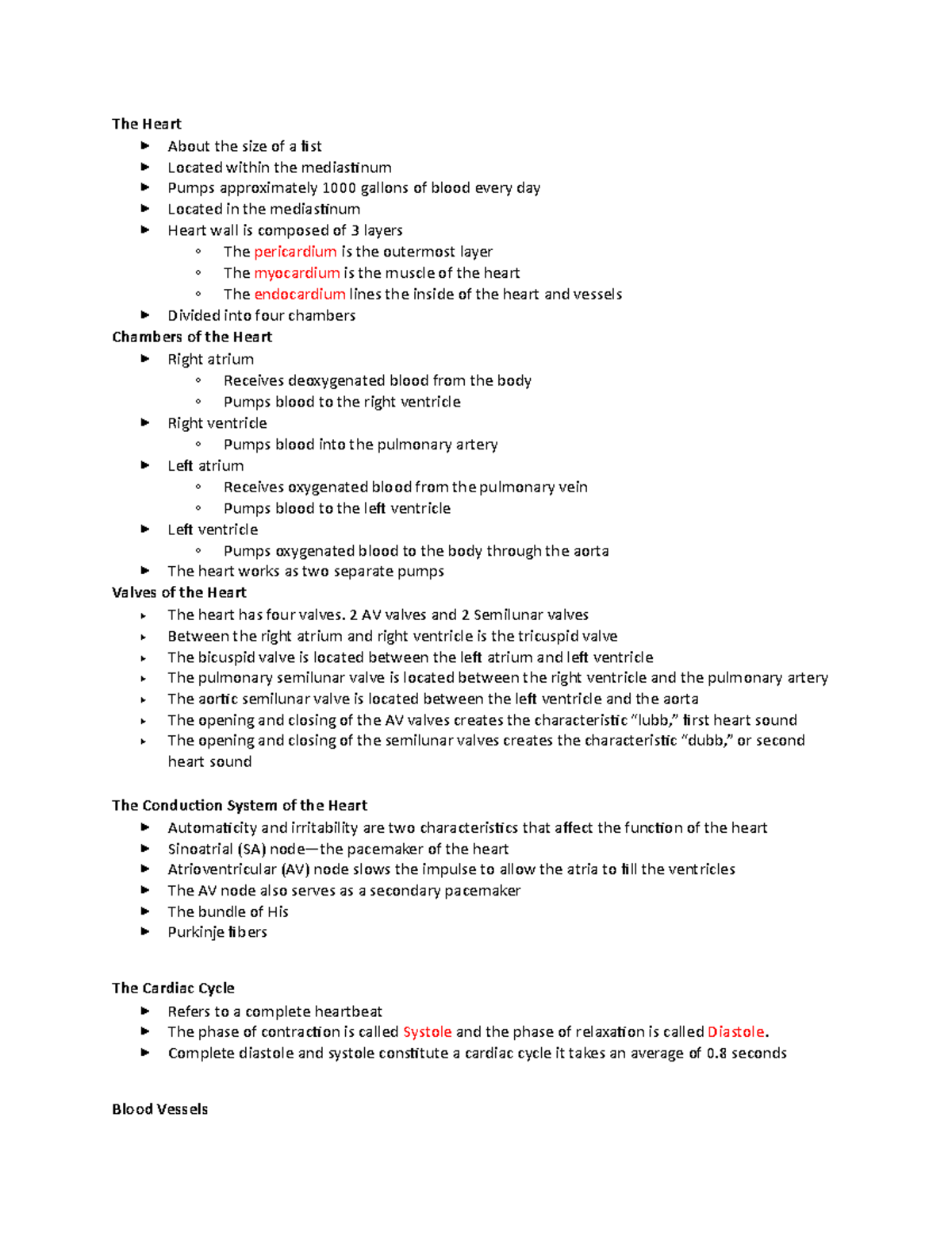 Chapter 48 cardio - Lecture notes 1 - The Heart About the size of a ...