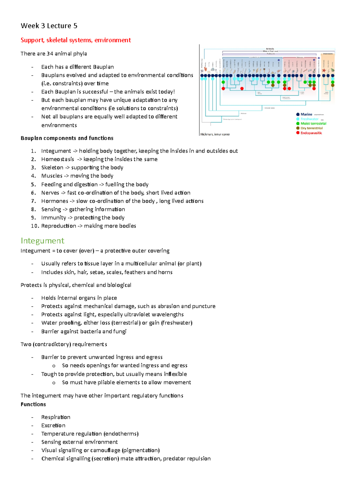Week 3 Lecture 5 Animal Form and Function - ANIM2207 - UWA - Studocu