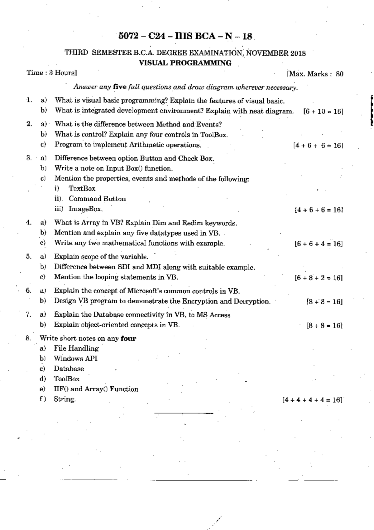 November 2018 Question Paper - Visual Basic - Studocu