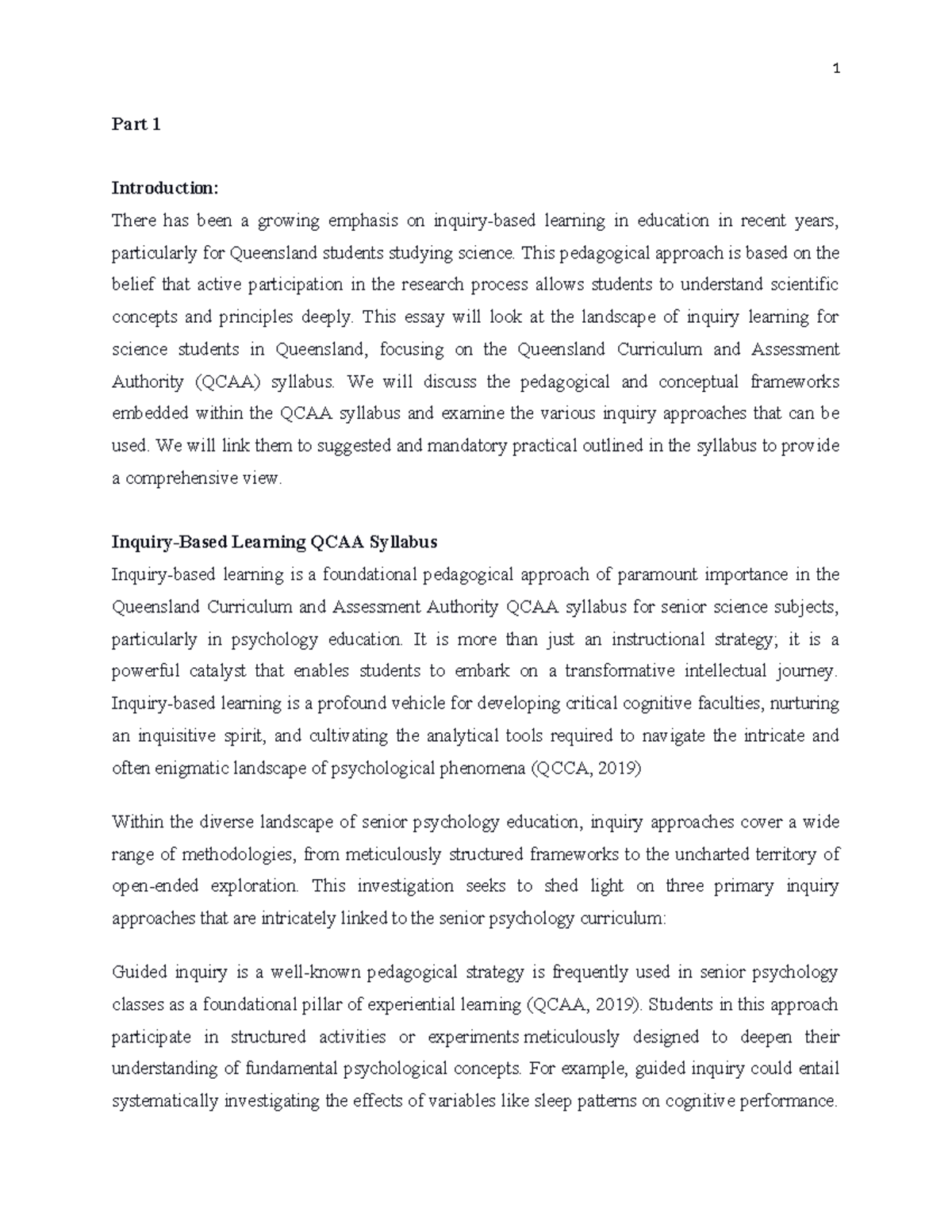 QCAA Syllabus - Part 1 Introduction: There has been a growing emphasis ...