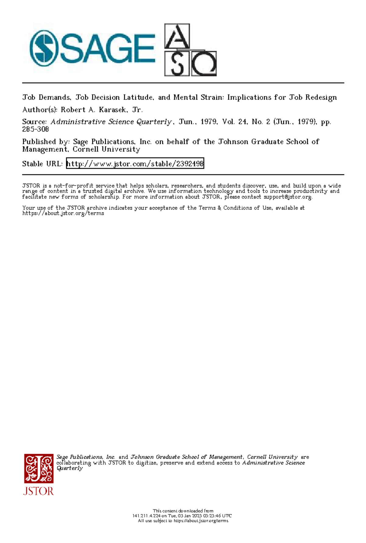 Karasek Job-Demands-Job-Decision-Latitude-and-Mental-Strain ...