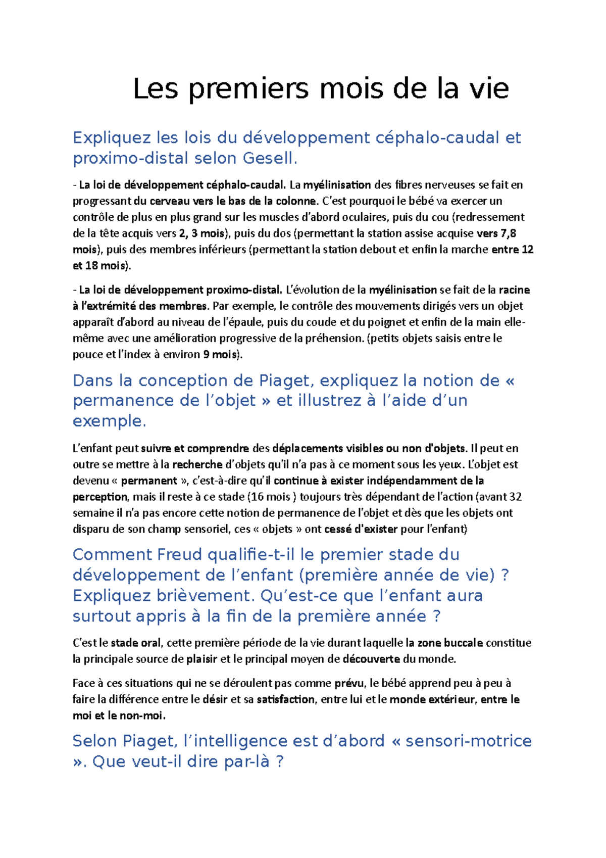 3- Les Premiers Mois de la Vie + 1 à 3 ans + 3 à 6 ans + +de 6 ans ...
