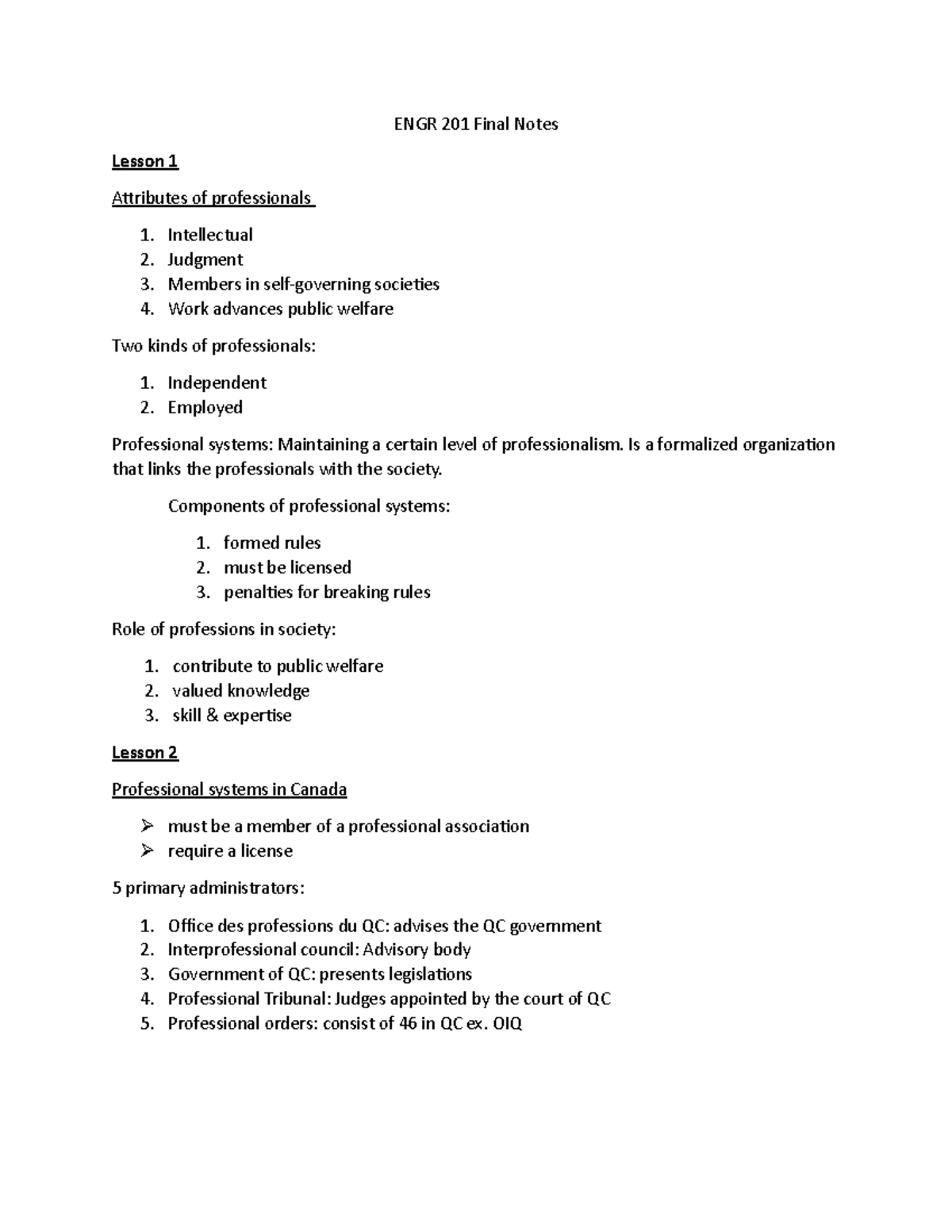 ENGR 201 Final Notes - Summary Professional Practice and Responsibility ...