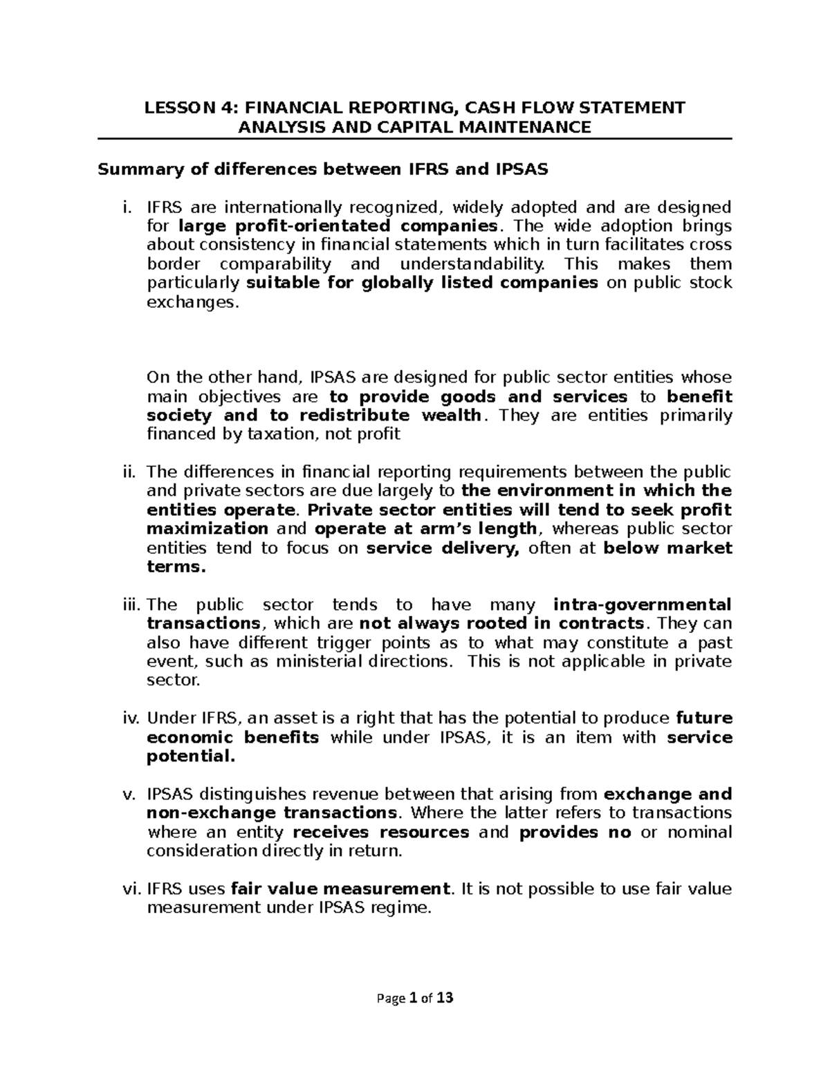 Lesson 4 Analysis of cash flow - Financial Statement Analysis - Studocu