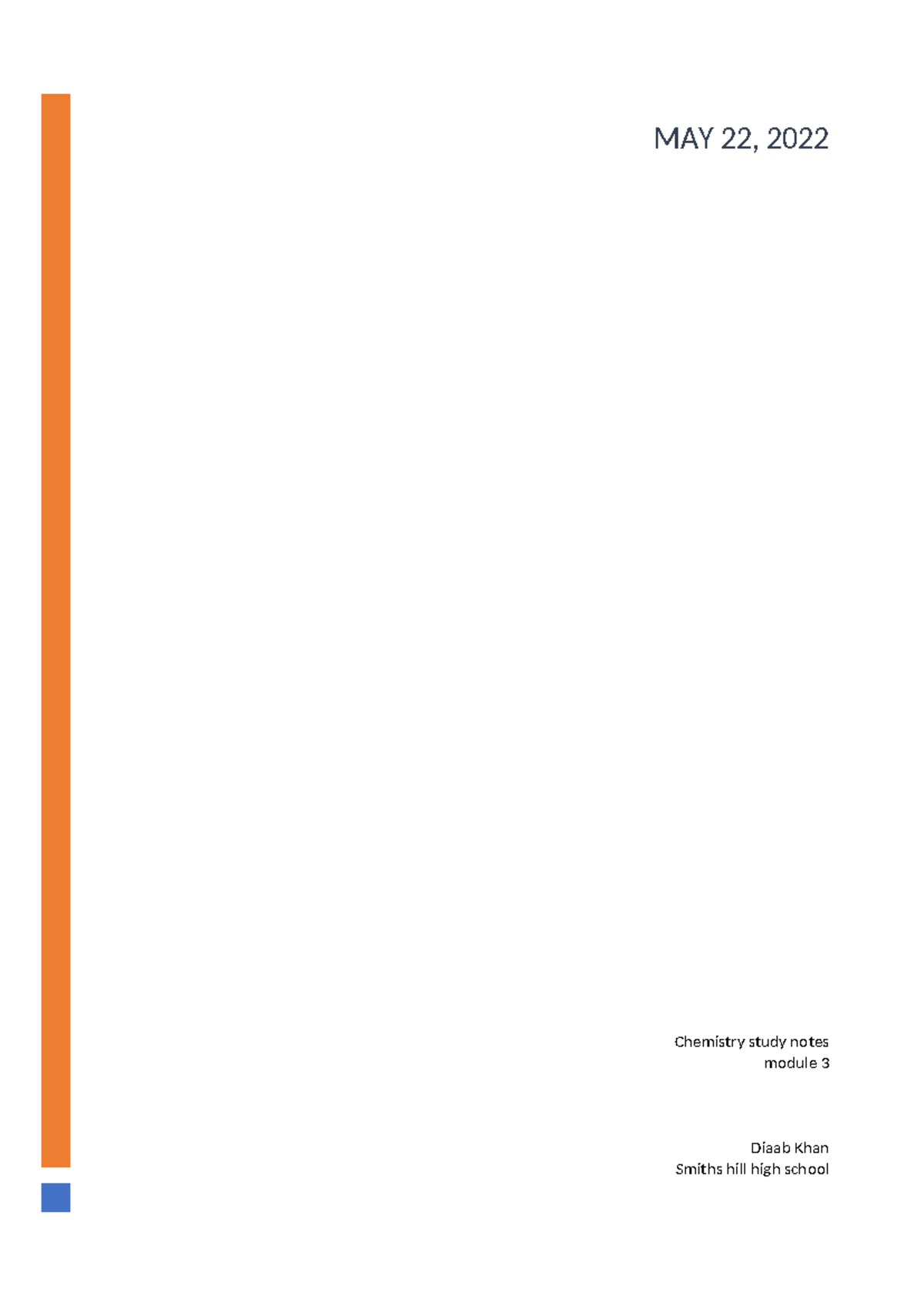 Chemistry Study Notes - Module 3 - Chemistry study notes module 3 Diaab ...
