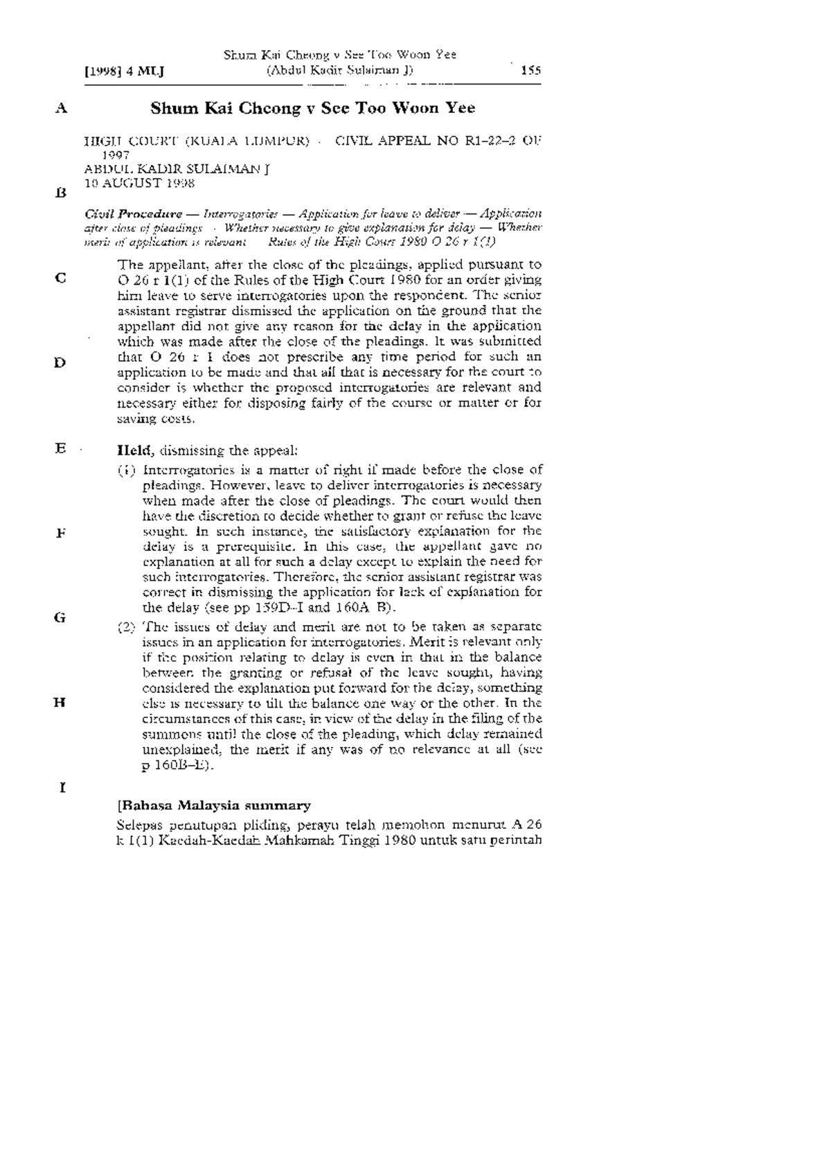 Civil Law Case SHUM KAI CHEONG v SEE TOO WOON YE - Shum Kai Cheong V ...