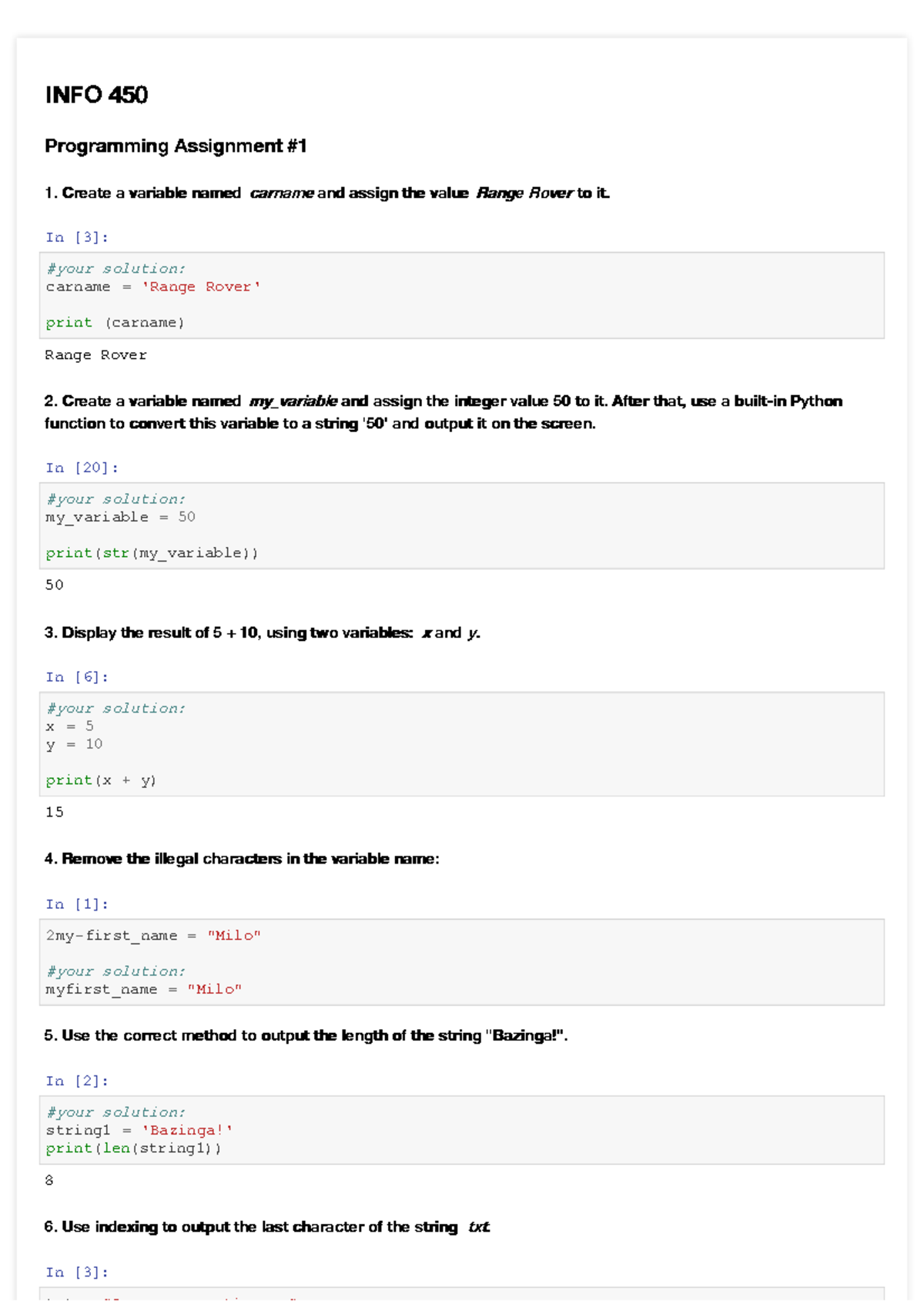 Programming Assignment 1 - INFO 450INFO 450 Programming Assignment ...