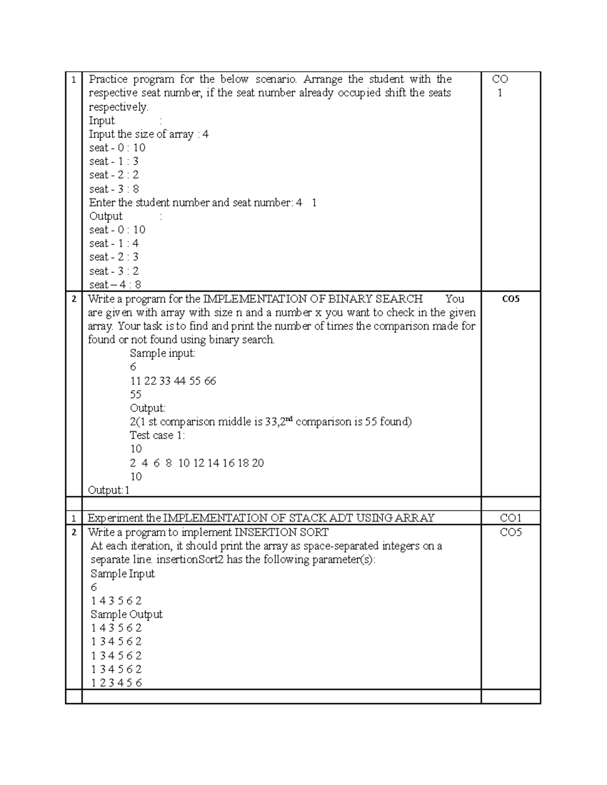 4 Copies - 1 Practice program for the below scenario. Arrange the ...