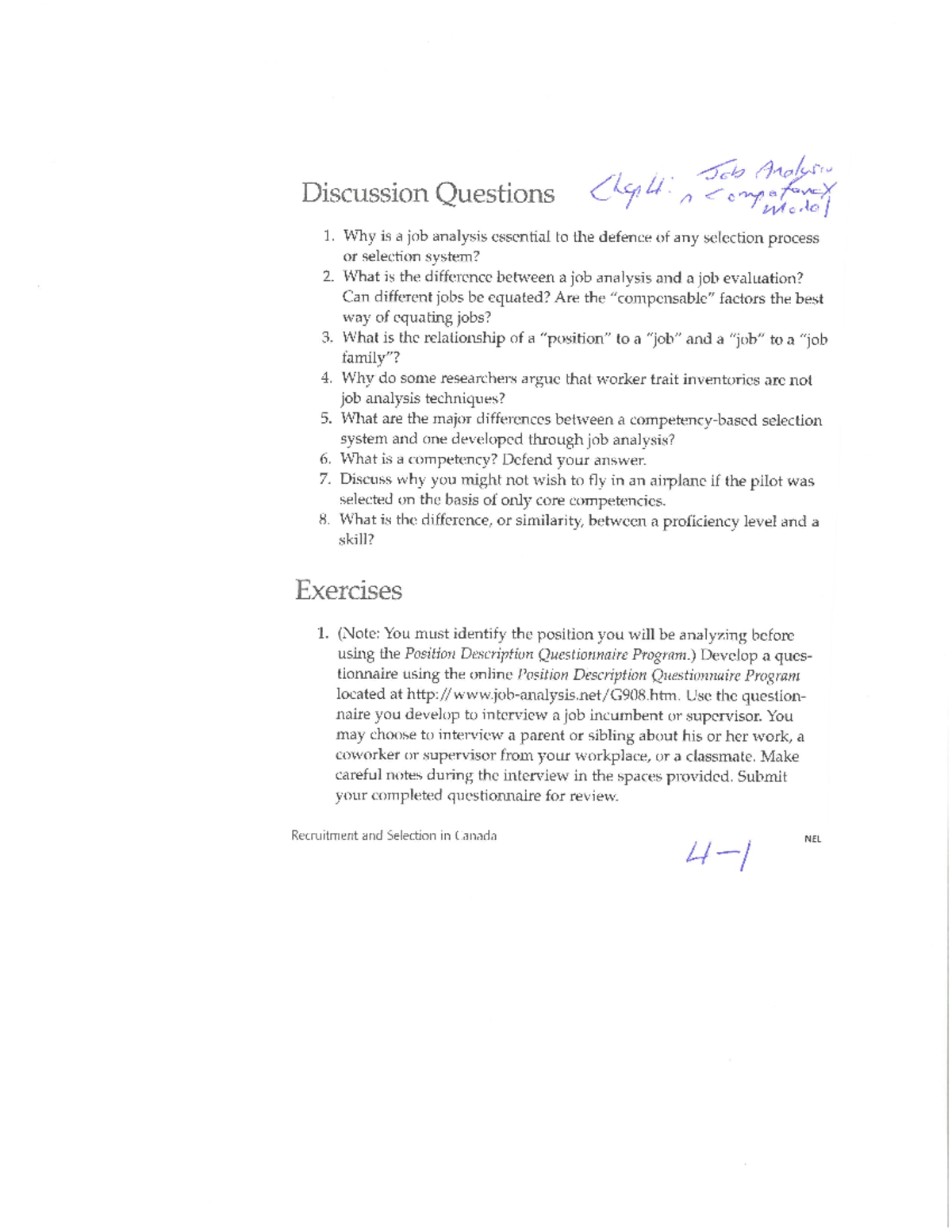 Chapter 4 Job Analysis And Competency Models BADM 202 Studocu