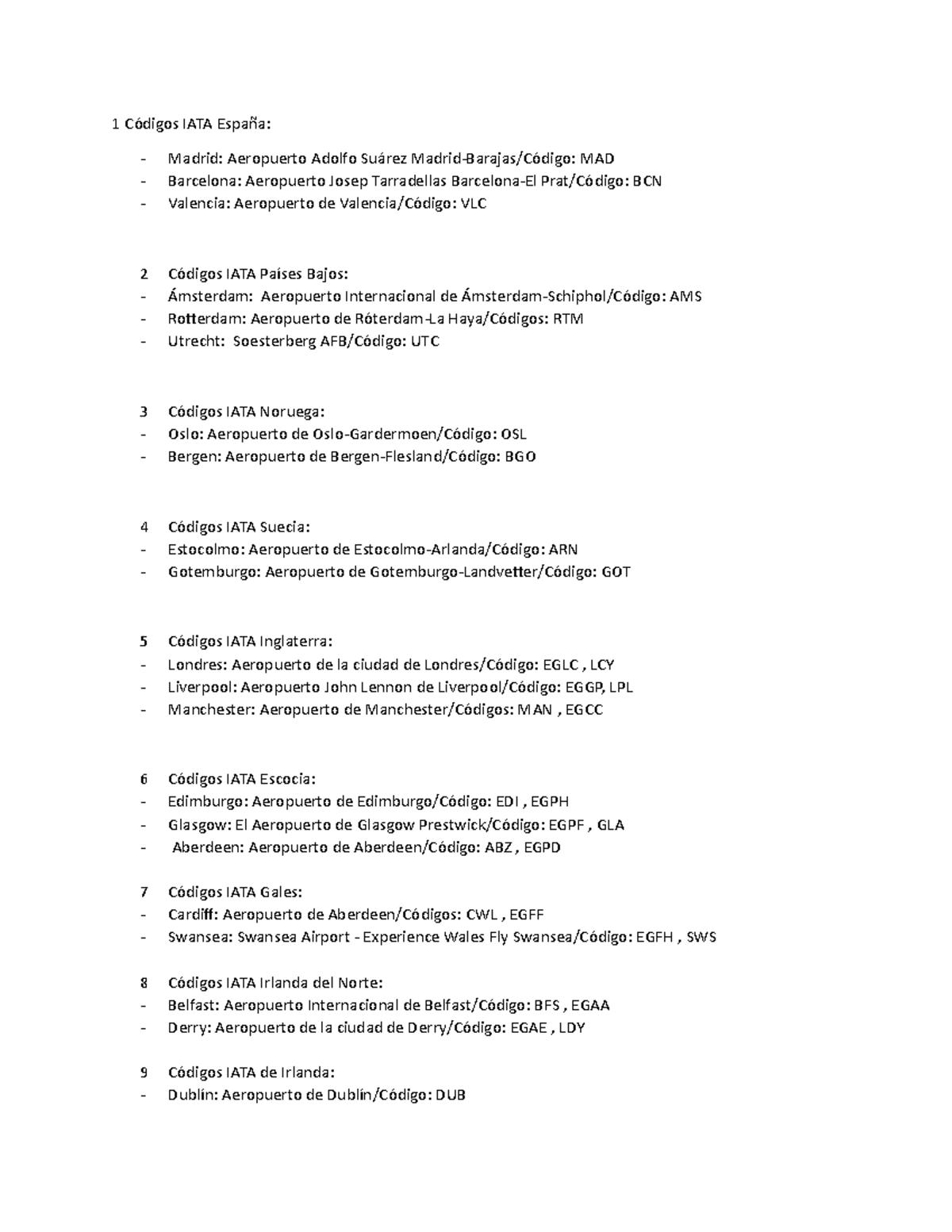 1 Códigos IATA 01 - codigos iata - 1 Códigos IATA España: Madrid ...