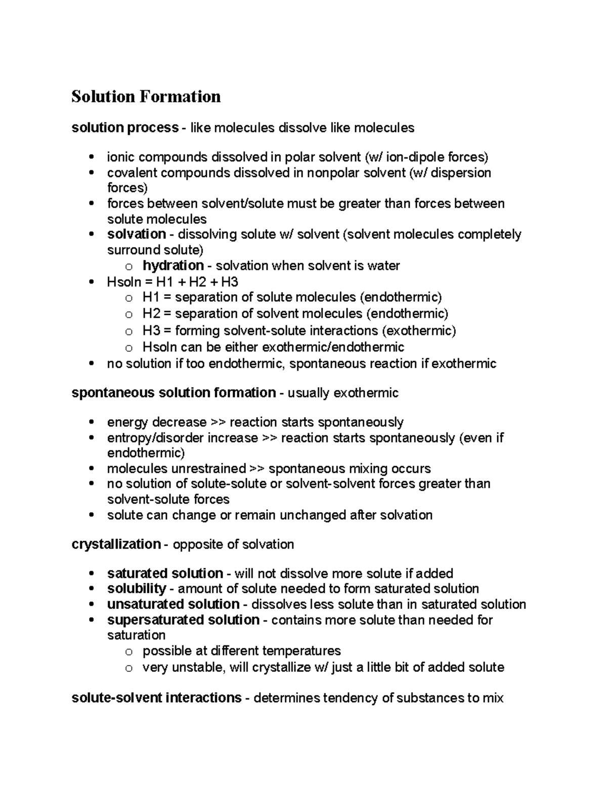 Unit 3 Topic 7 - Class Notes - Solution Formation solution process ...
