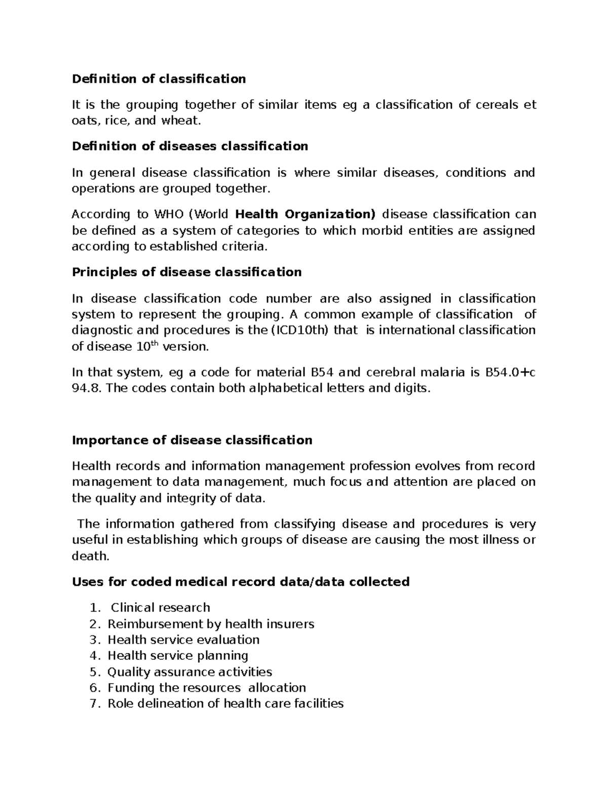 Data clasification I - Notes - Definition of classification It is the ...