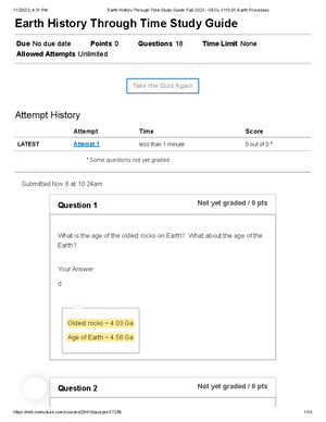 Earthquakes Study Guide Fall 2023 - GEOL-1110-01-Earth Processes ...