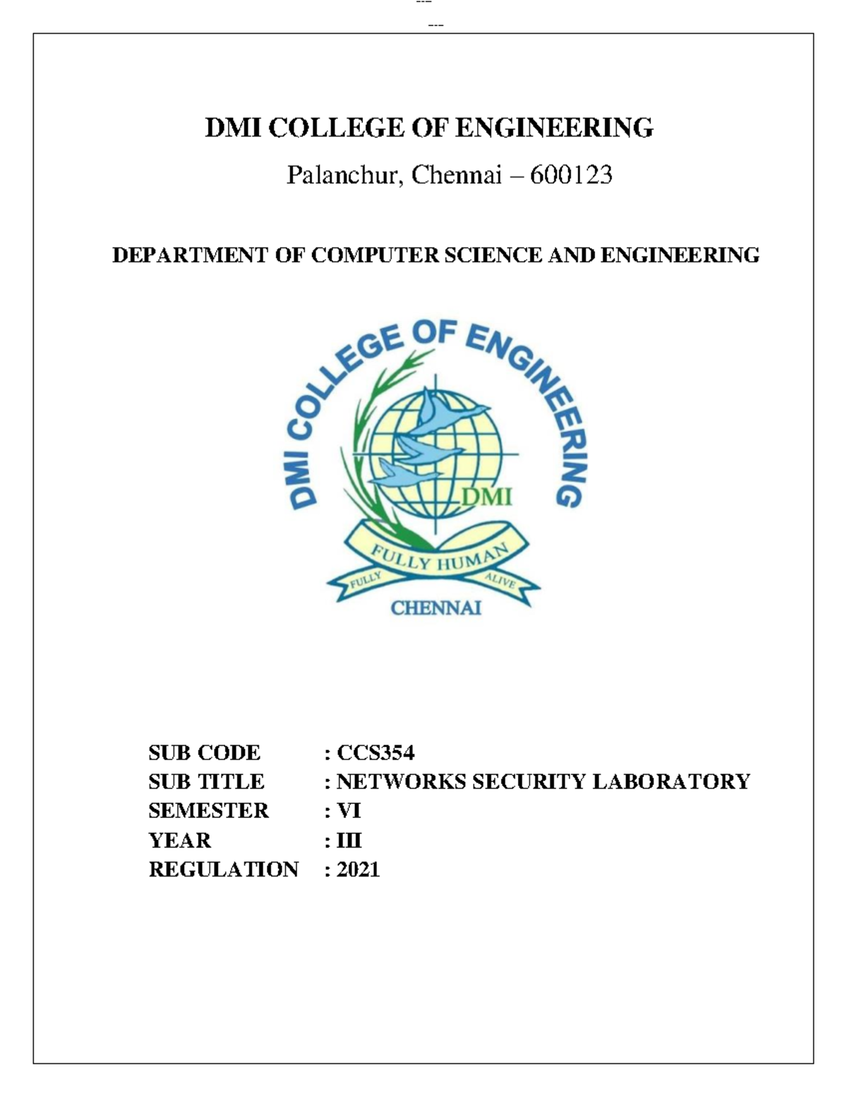 CCS 354 LAB Manual - lOMoAR cPSD| 15303302 DMI COLLEGE OF ENGINEERING Palanchur, Chennai ...