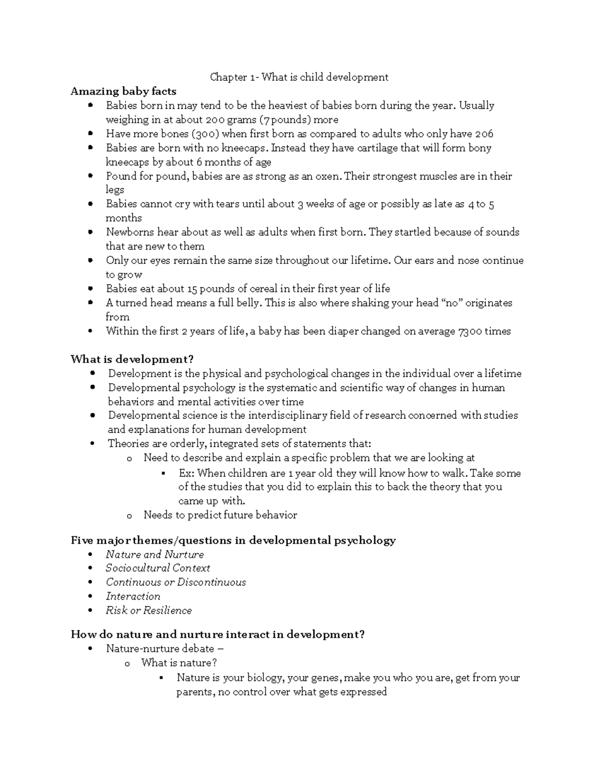 Exam 1 Summary for Infant & Child Development - Chapter What is child ...