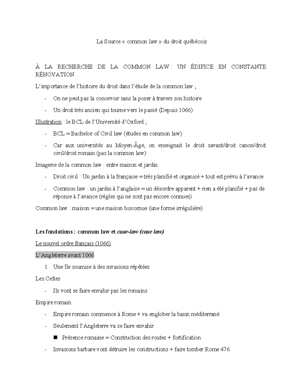 La source « common law » du droit québécois - notes - La Source ...