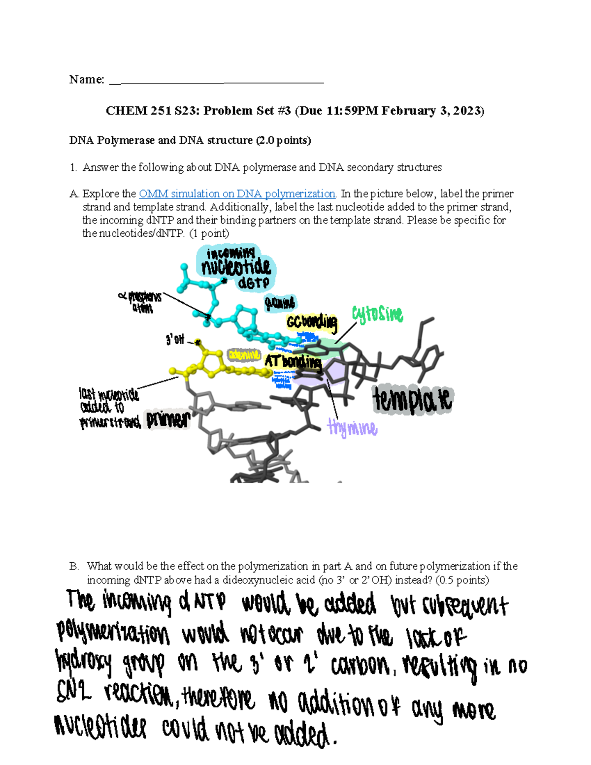 Problem set 3 - Name: CHEM 251 S23: Problem Set #3 (Due 11:59PM ...