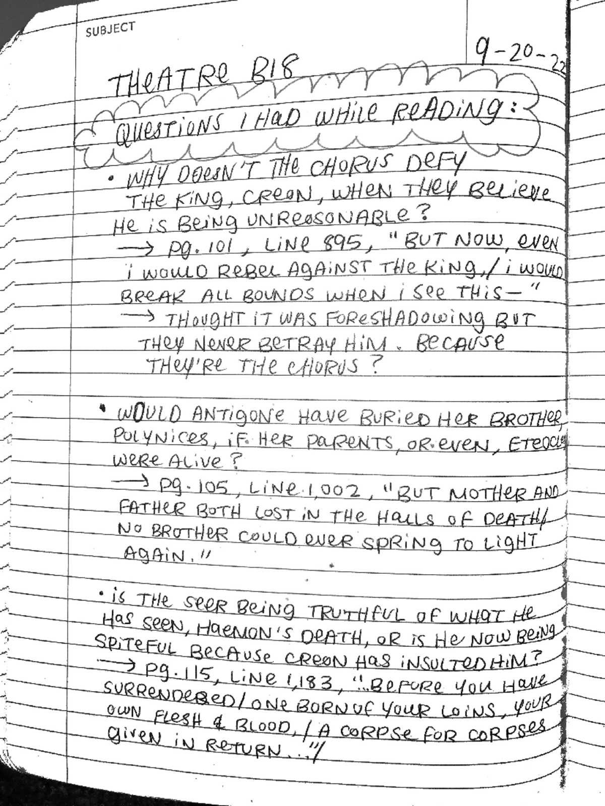 Antigone notes - The Three Theban Plays - SUBJECT THeATRe B18 QUESTIONS ...